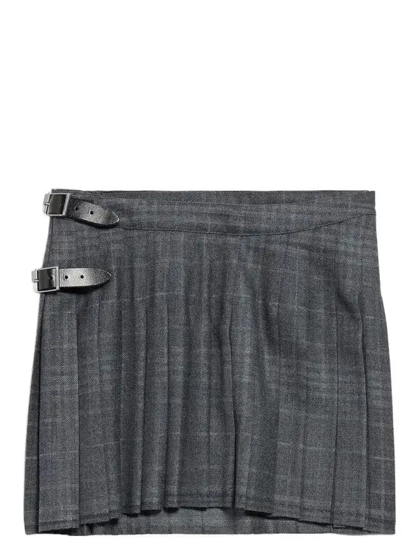 Balenciaga Pleated Tartan Mini Skirt - Grey & Silver