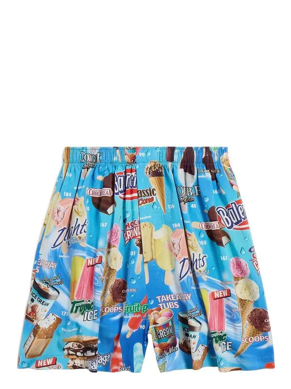 Balenciaga Printed Pyjama Shorts - Blue