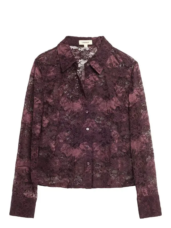 L'Agence Maia Floral Lace Blouse - Dark Malbe