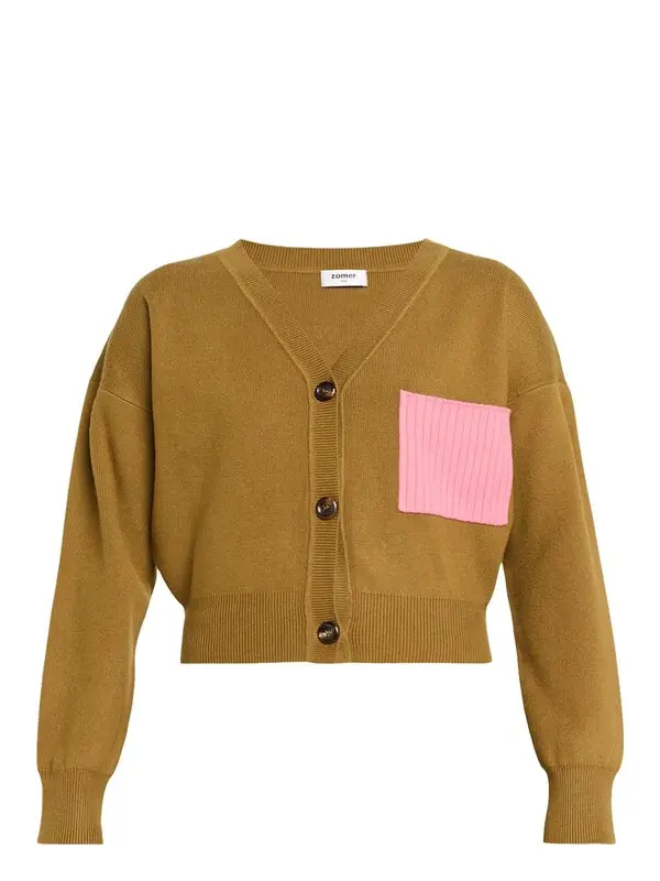 ZOMER Colorblock Cropped Cardigan - Yellowish
