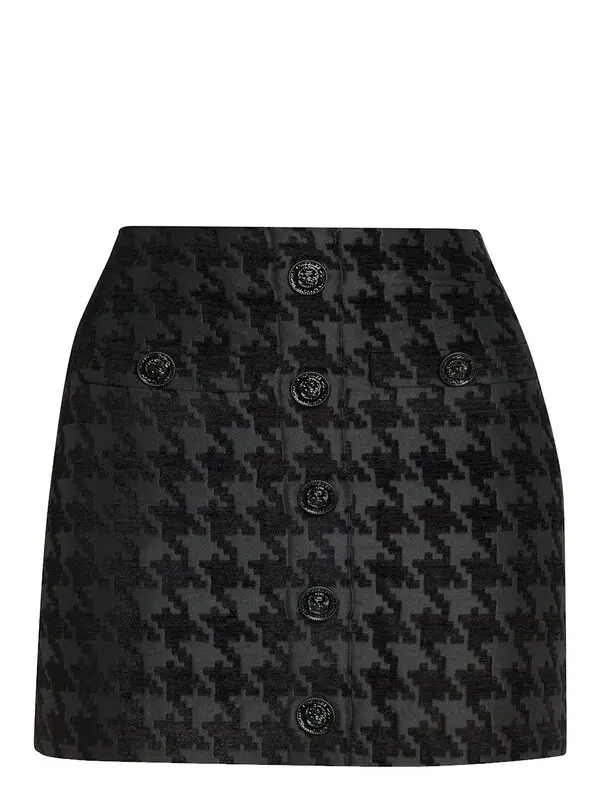 L'Agence Mireya Houndstooth Jacquard Mini Skirt - Black/blac