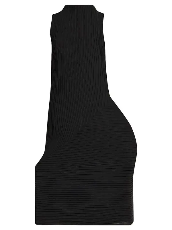 Issey Miyake Folded Pleats Sleeveless Midi Dress - 15-black