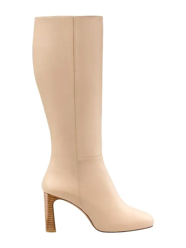 STUART WEITZMAN 90mm Babette Leather Knee-high Platform Boots - Barely Beige
