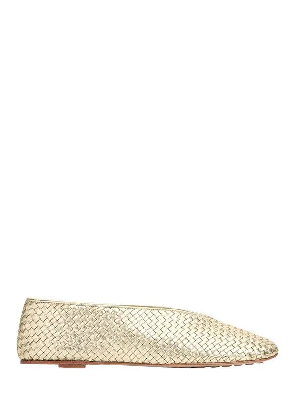 Bottega Veneta Metallic Woven Ballet Flats - Grey