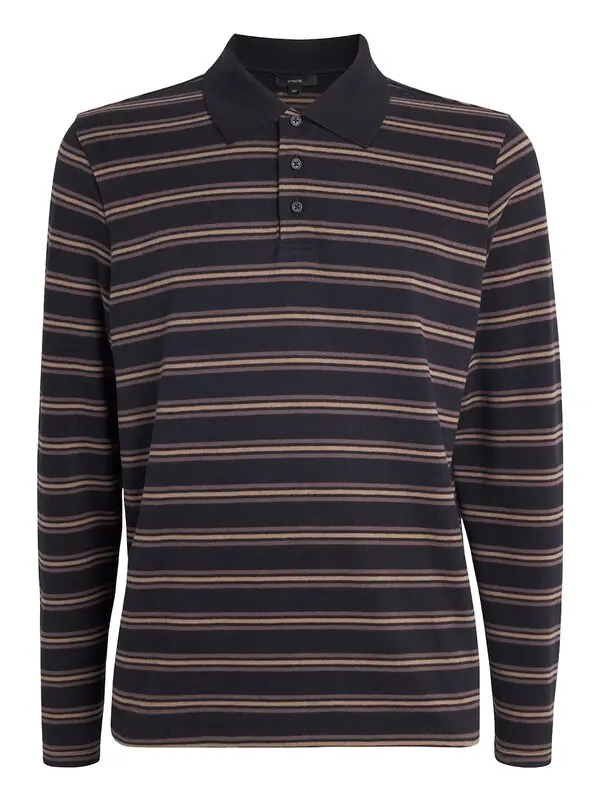 Vince Cotton-blend Stripe Polo Shirt - Black
