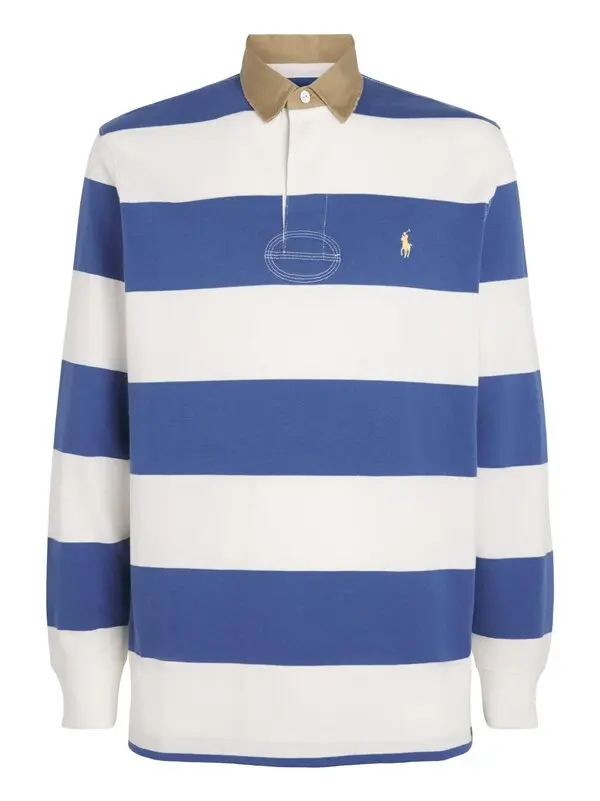 Polo Ralph Lauren Cotton Stripe Polo Pony Rugby Shirt - Blue