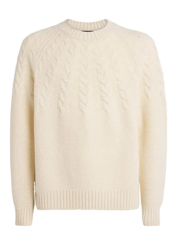 Vince Merino Wool Cable-knit Yoke Sweater - Beige