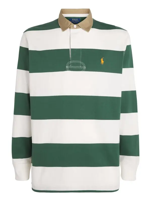 Polo Ralph Lauren Cotton Stripe Polo Pony Rugby Shirt - Green