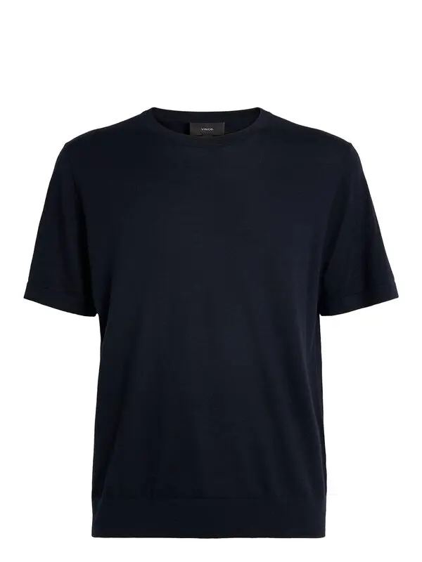 Vince Merino Wool-cashmere T-shirt - Navy