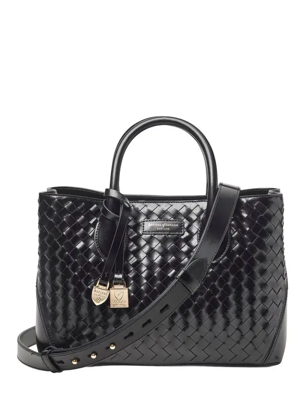 ASPINAL OF LONDON Midi Leather London Tote Bag - Black