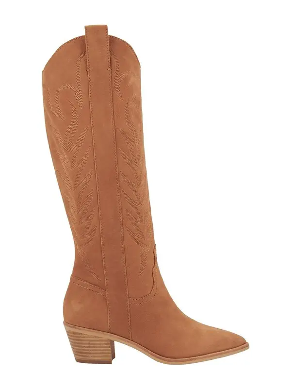 DOLCEVITA Solei Leather Cowboy Boots - Whiskey Nubuck