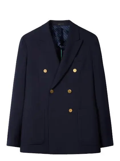 Paul Smith Tailored-fit Navy Wool Double-breasted Jacket - Blue