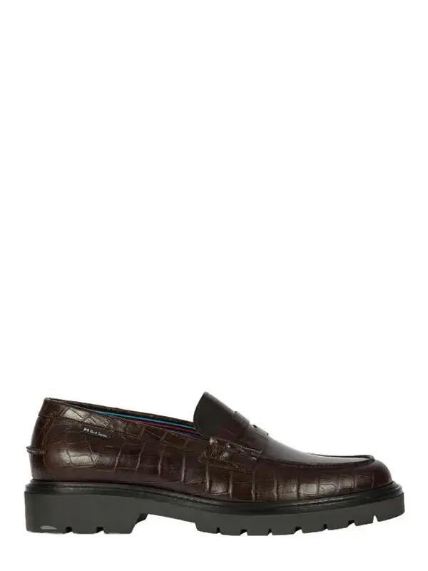 Paul Smith Croc-embossed 'bolzano' Loafers - Brown