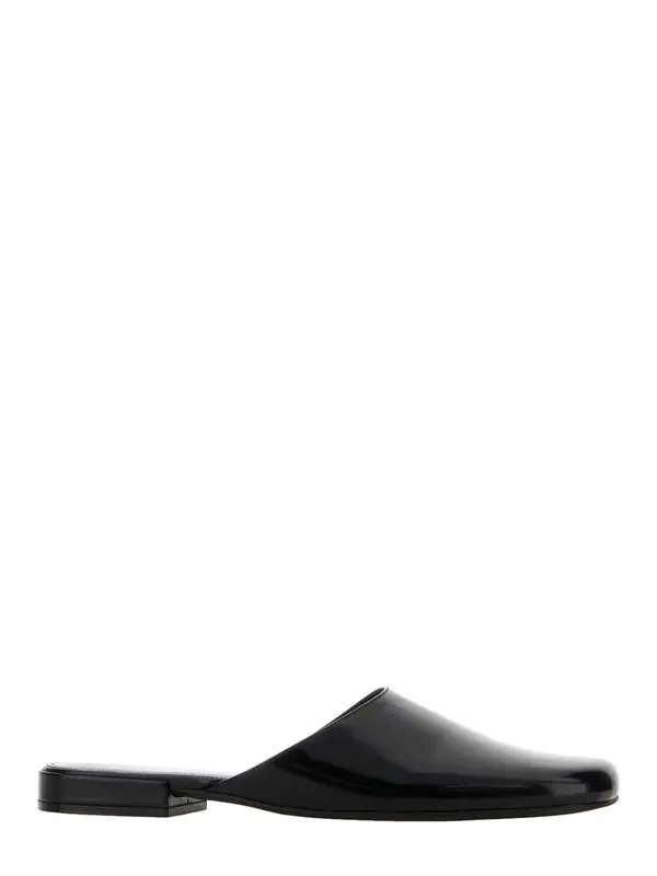 THE ROW Penelope Leather Slippers - Black