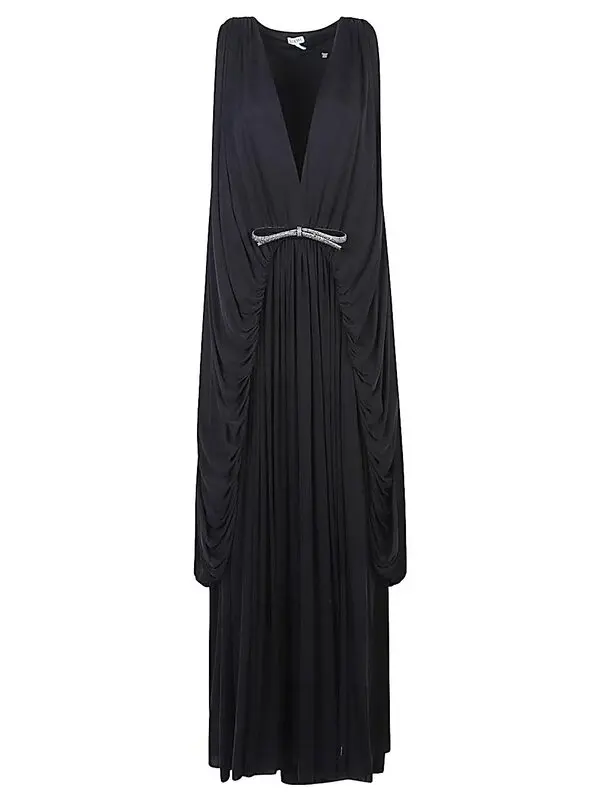 Loewe Silk Draped Long Dress - Black
