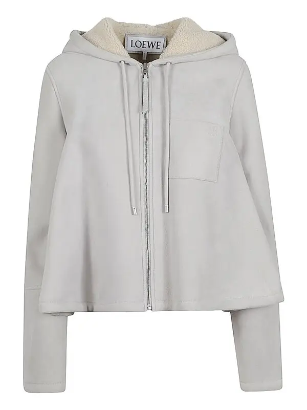 Loewe Leather Hooded Jacket - Grey