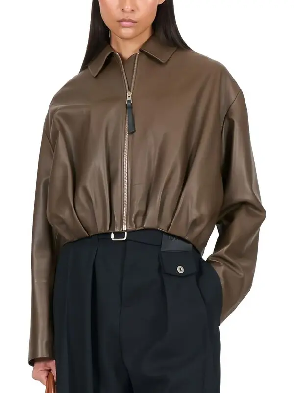 Loewe Draped Leather Jacket - Green