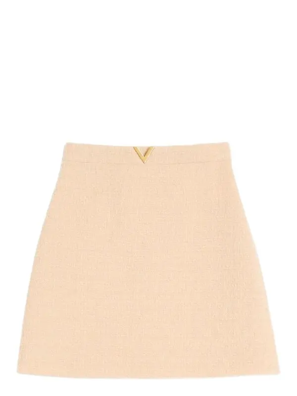 Valentino Garavani Vlogo Signature Wool Skirt - Beige