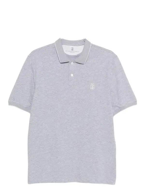 Brunello Cucinelli Logo Cotton Polo Shirt - Grey