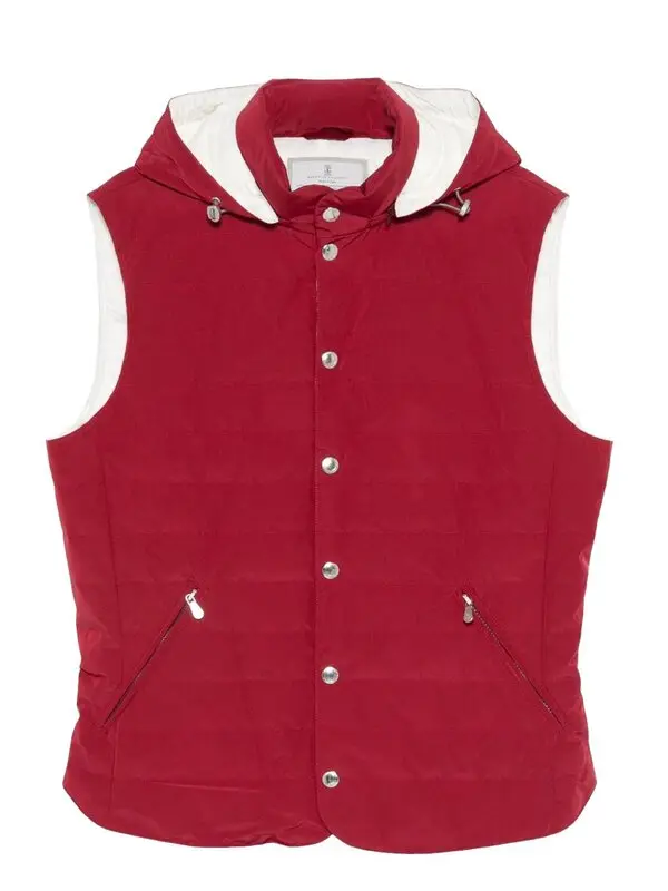 Brunello Cucinelli Hooded Down Vest - Red