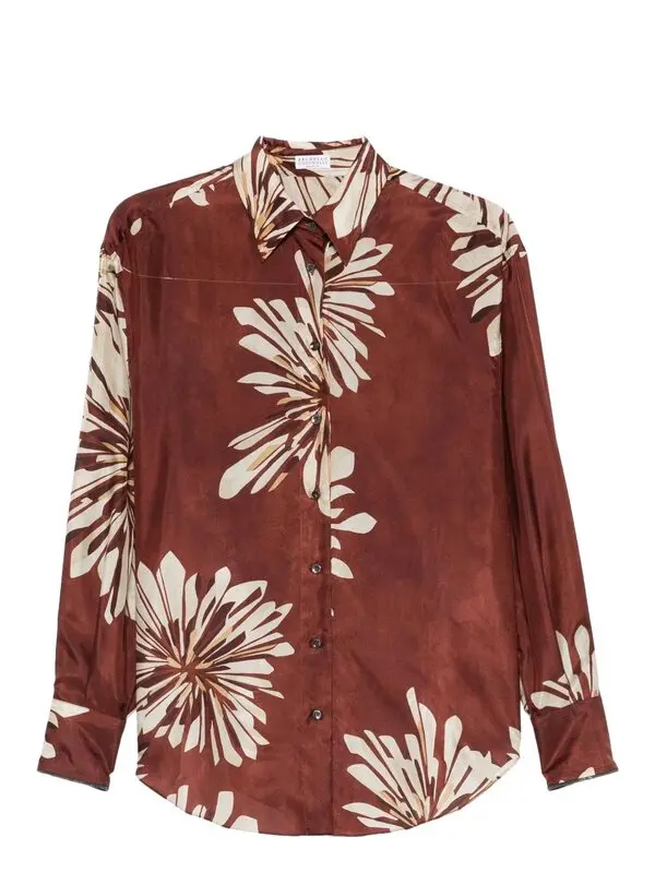 Brunello Cucinelli Printed Silk Shirt - Red