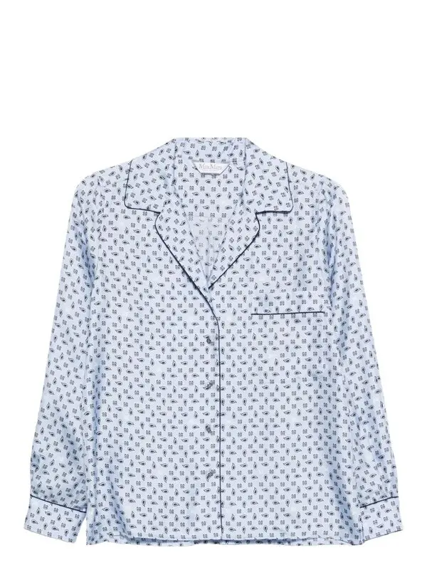 Max Mara Printed Silk Shirt - Sky Blue