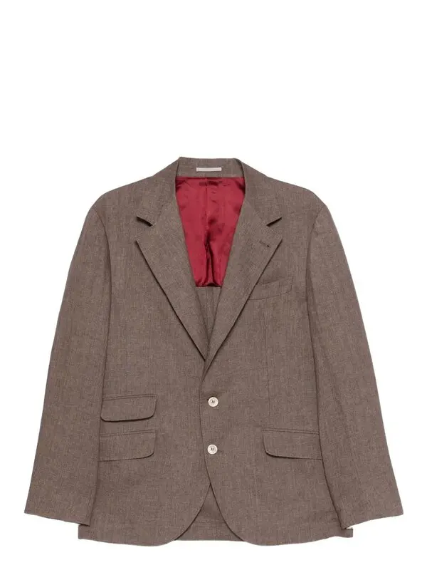 Brunello Cucinelli Linen Single-breasted Jacket - Brown