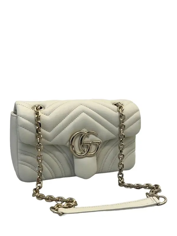 Gucci Gg Marmont Leather Shoulder Bag - White