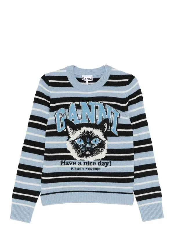 GANNI Wool Crewneck Sweater - Sky Blue
