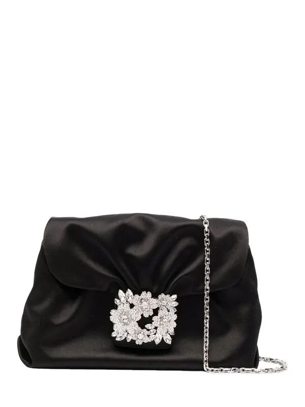 ROGER VIVIER Rv Bouquet Satin Clutch - Black