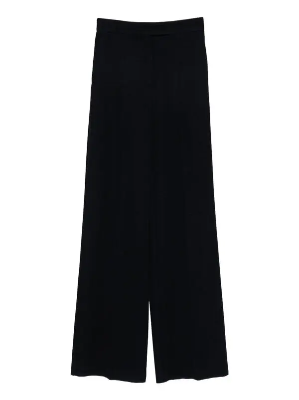 Max Mara Wool Wide Leg Trousers - Blue