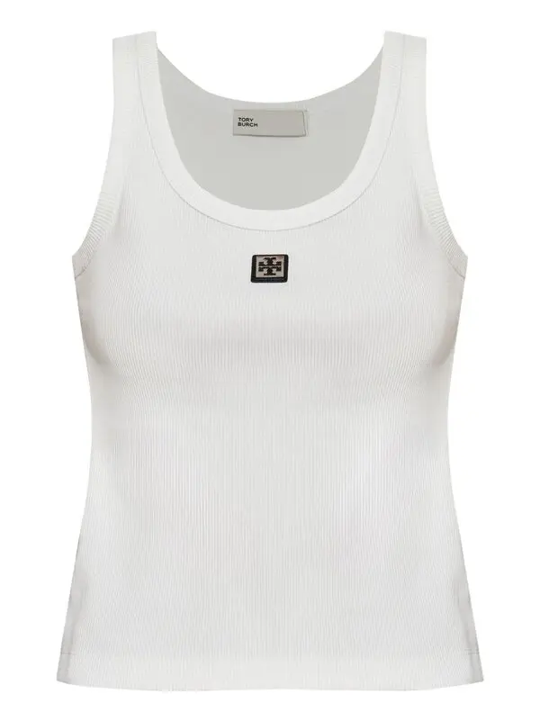 Tory Burch Logo Cotton Tank Top - White