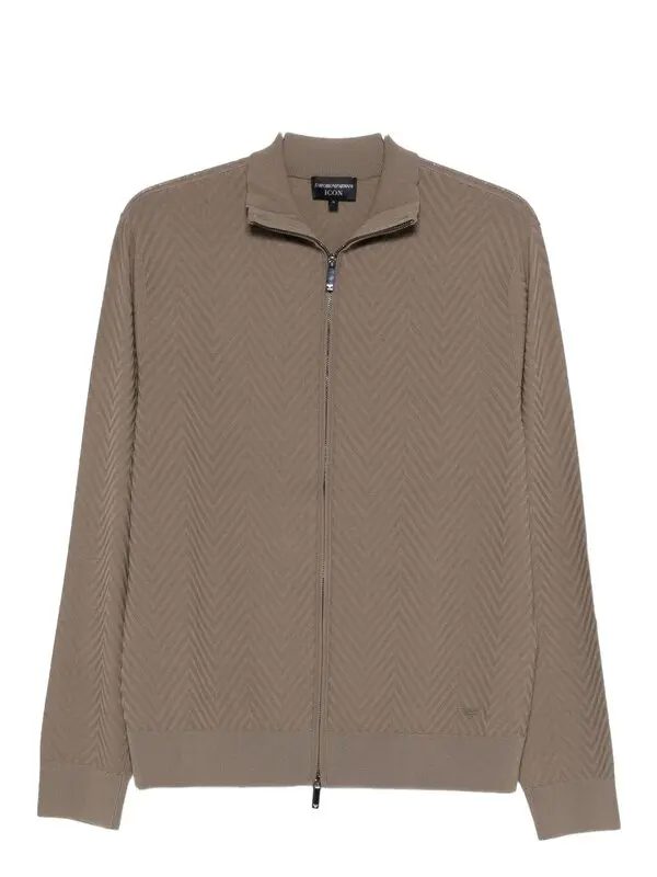 Emporio Armani Chevron Cardigan - Grey
