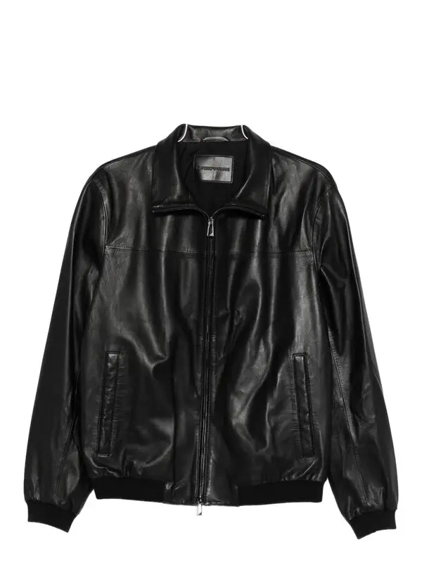 Emporio Armani Leather Blouson Jacket - Black