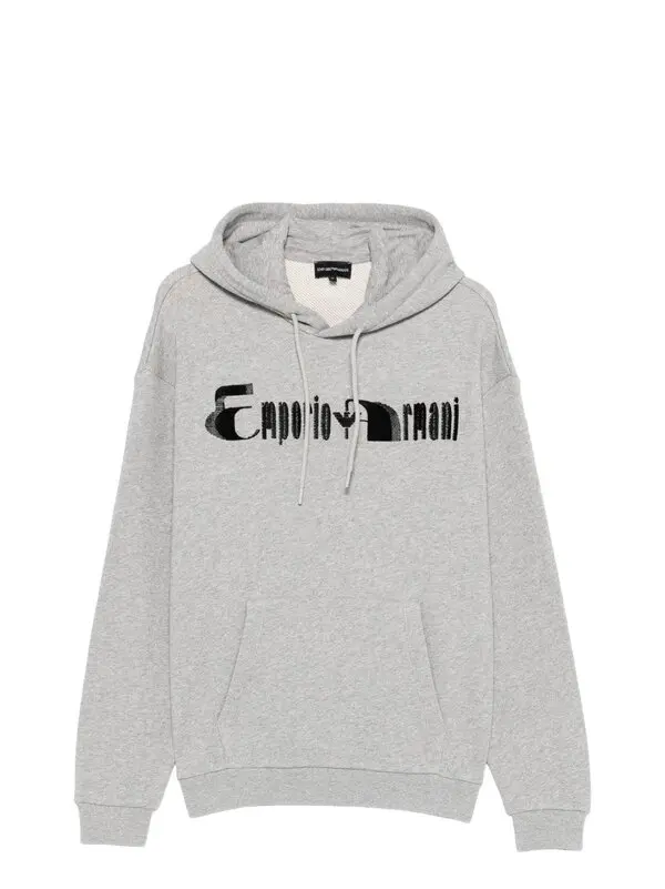 Emporio Armani Logo Cotton Hoodie - Grey