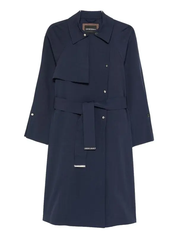 Emporio Armani Cotton Blend Trench Coat - Blue