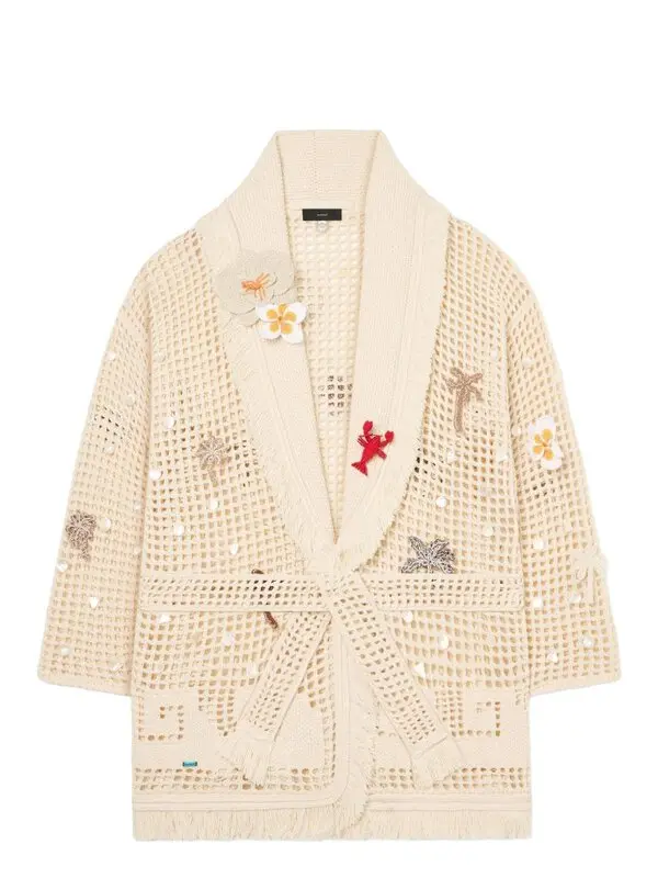 Alanui Where The Waves Begins Cotton Cardigan - Beige