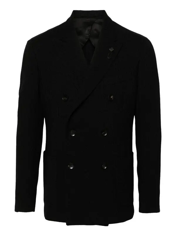 LARDINI Wool-blend Double-breasted Jacket - Black