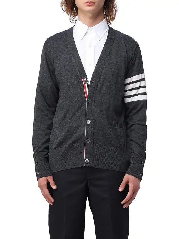 Thom Browne Superfine Merino Wool Cardigan - Grey