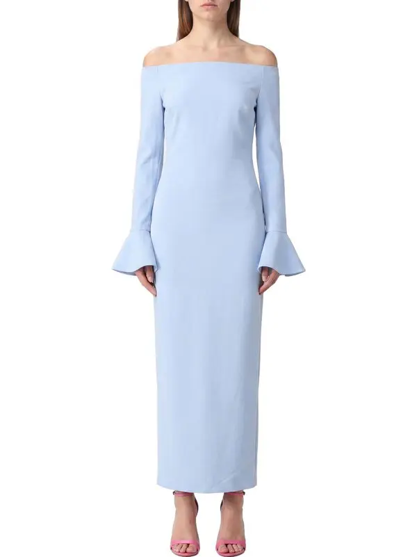 Solace London Off-the-shoulder Maxi Dress With Flared Sleeves - Gnawed Blue