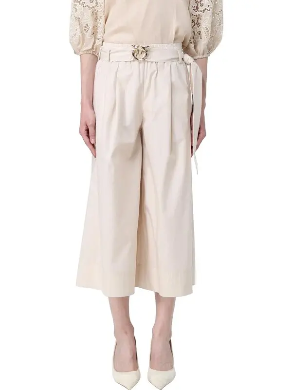 Pinko Wide Leg Belted Culottes - Beige