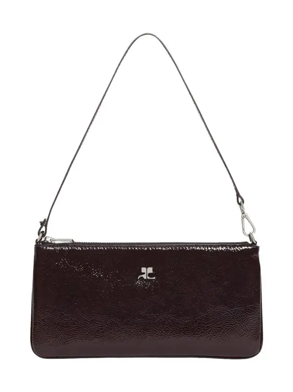 COURREGES Small Crinkled Effect Patent Leather Shoulder Bag - Red