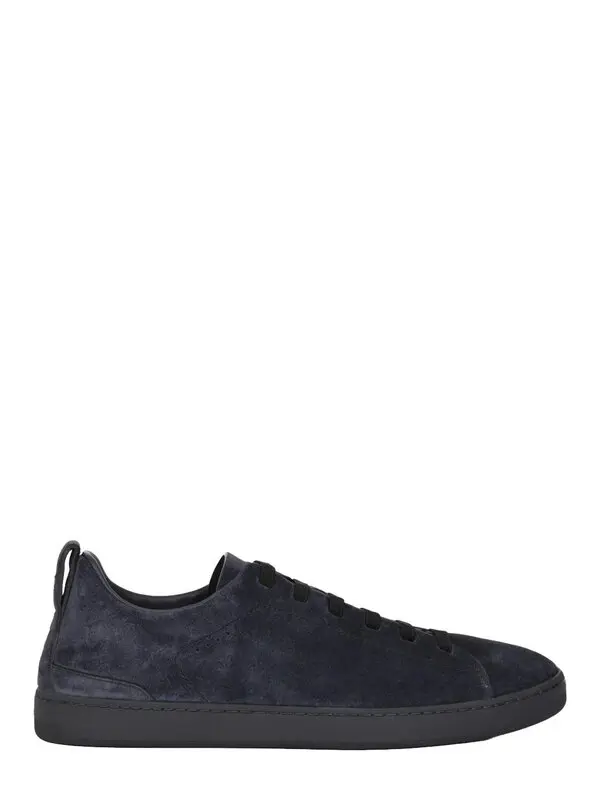 Church's Suede Calf Leather Lace Up Sneakers With Pull Tab - Navy
