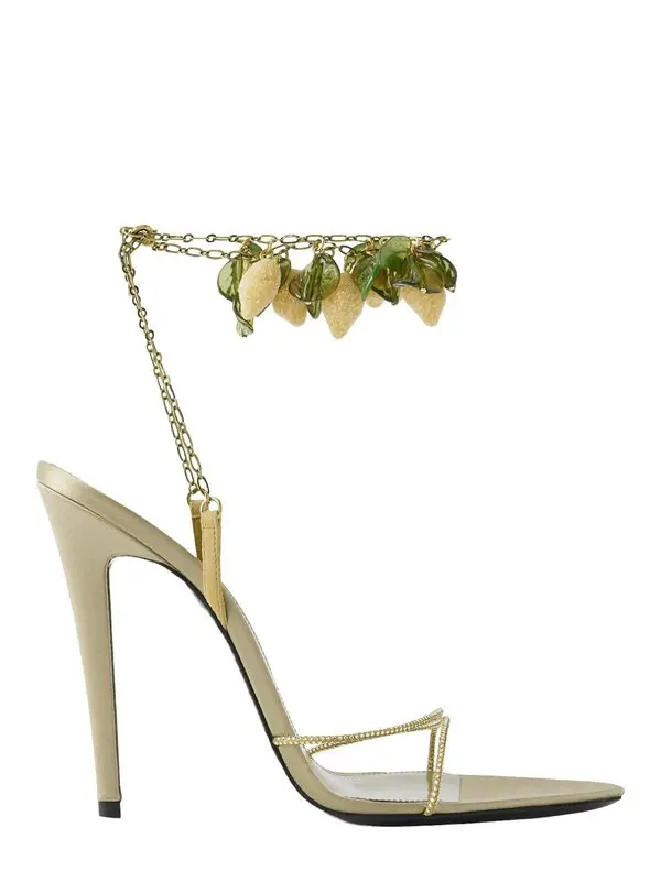 Saint Laurent Mon Chéri Embellished Sandals - Green