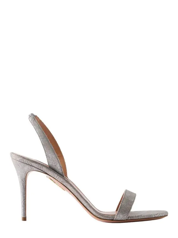 AQUAZZURA So Nude 85 Metallic Slingback Sandals - Silver