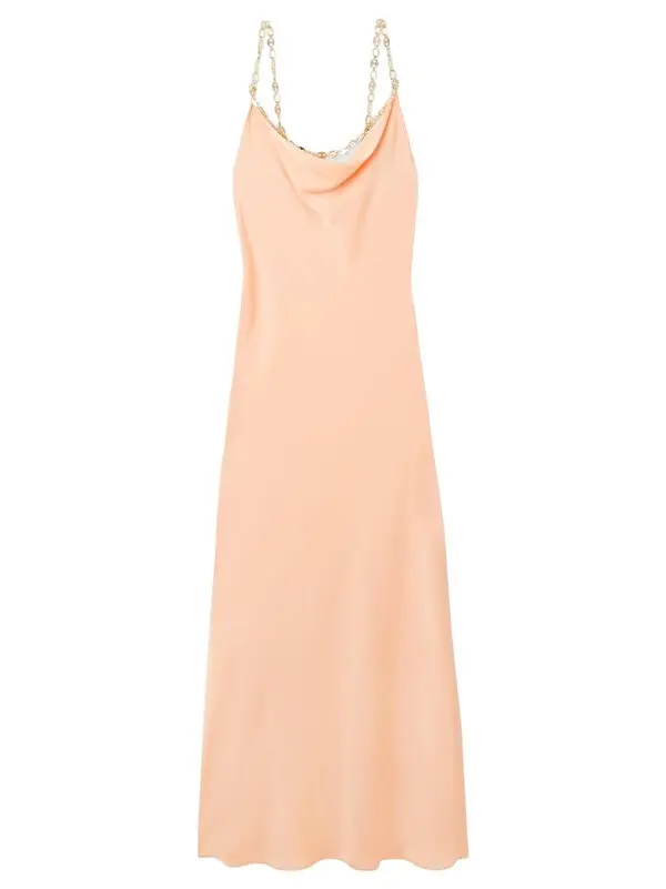 Rabanne Chain-embellished Crepe Midi Dress - Orange