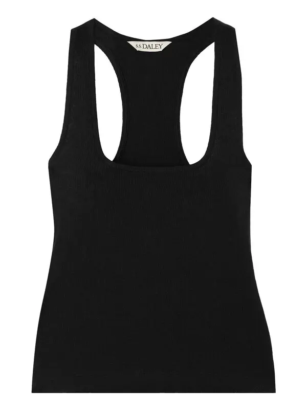 S.S.DALEY Amelia Ribbed Lyocell-blend Tank - Black