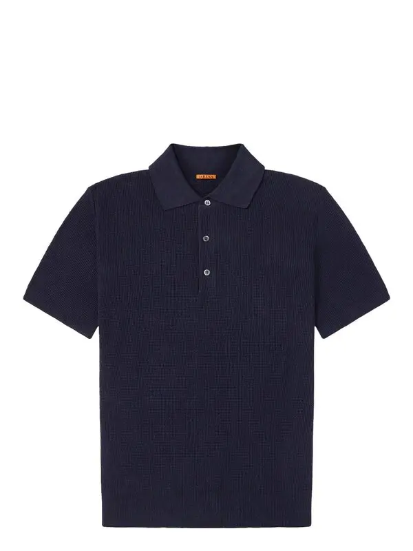 Barena Venezia Waffle-knit Linen And Cotton-blend Shirt - Blue