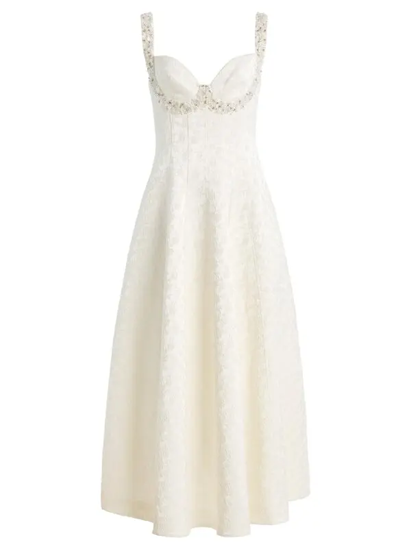 Simkhai Charlotte Beaded Midi Dress - White