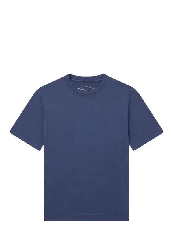 Fedeli Organic Cotton-jersey T-shirt - Blue